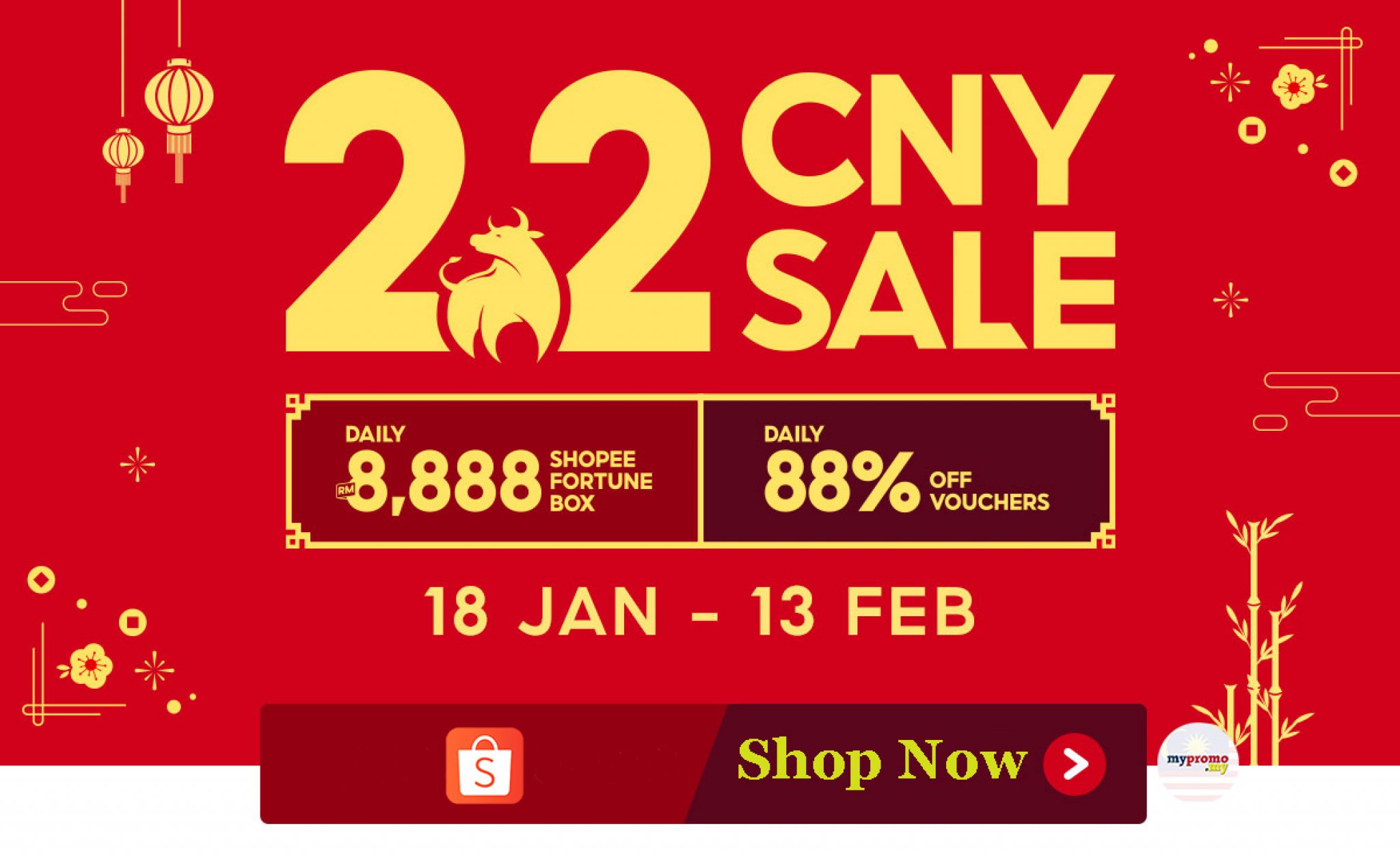 Shopee 2.2 CNY Sale: Vouchers-Banks, Stores and Affiliates - mypromo.my