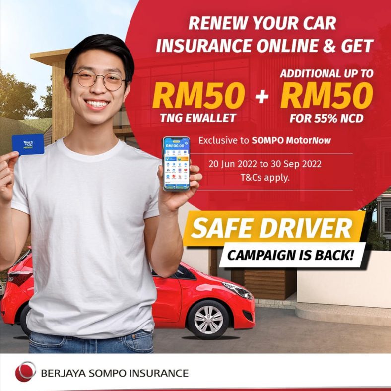 Berjaya Sompo Car Insurance - RM100 TNG eWallet - mypromo.my